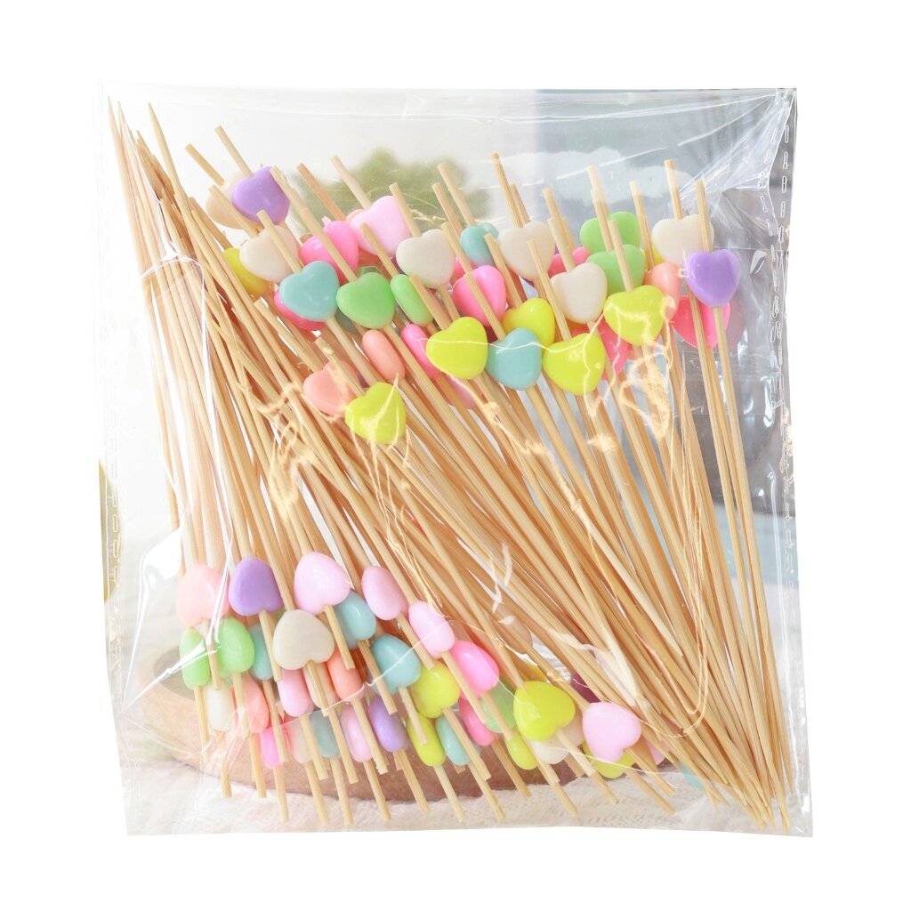 Красочные фруктовые бамбуковые палочки-candy love Heart