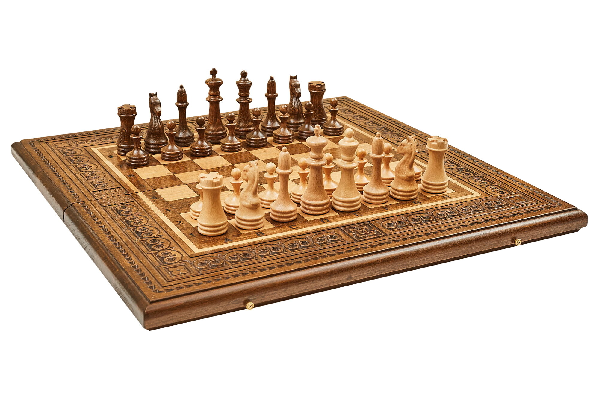 Шахматы + нарды резные Наира 50, Mkhitaryan подарочные средние деревянные из бука резаные 50х50 армянские 3 в 1