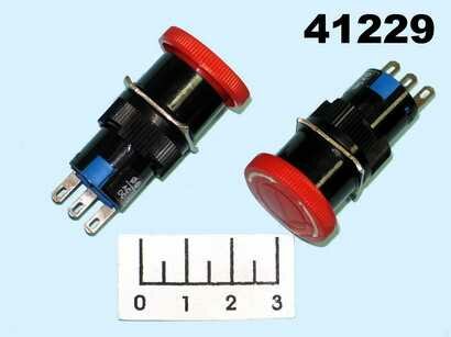 Кнопка 250/3 250V 3A A16-11J красная с фиксацией 3 контакта (грибок)