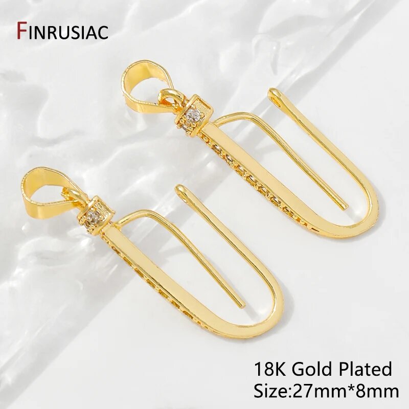 Бейлы для бижутерии FINRUSIAC, позолоченные латунь с цирконом, 5 штук