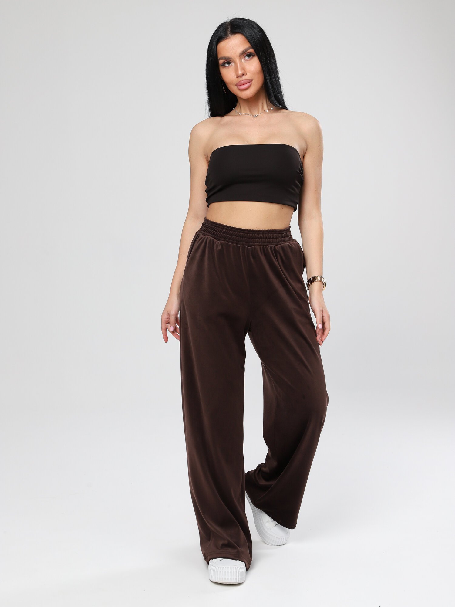 Брюки палаццо женские больших размеров велюровый