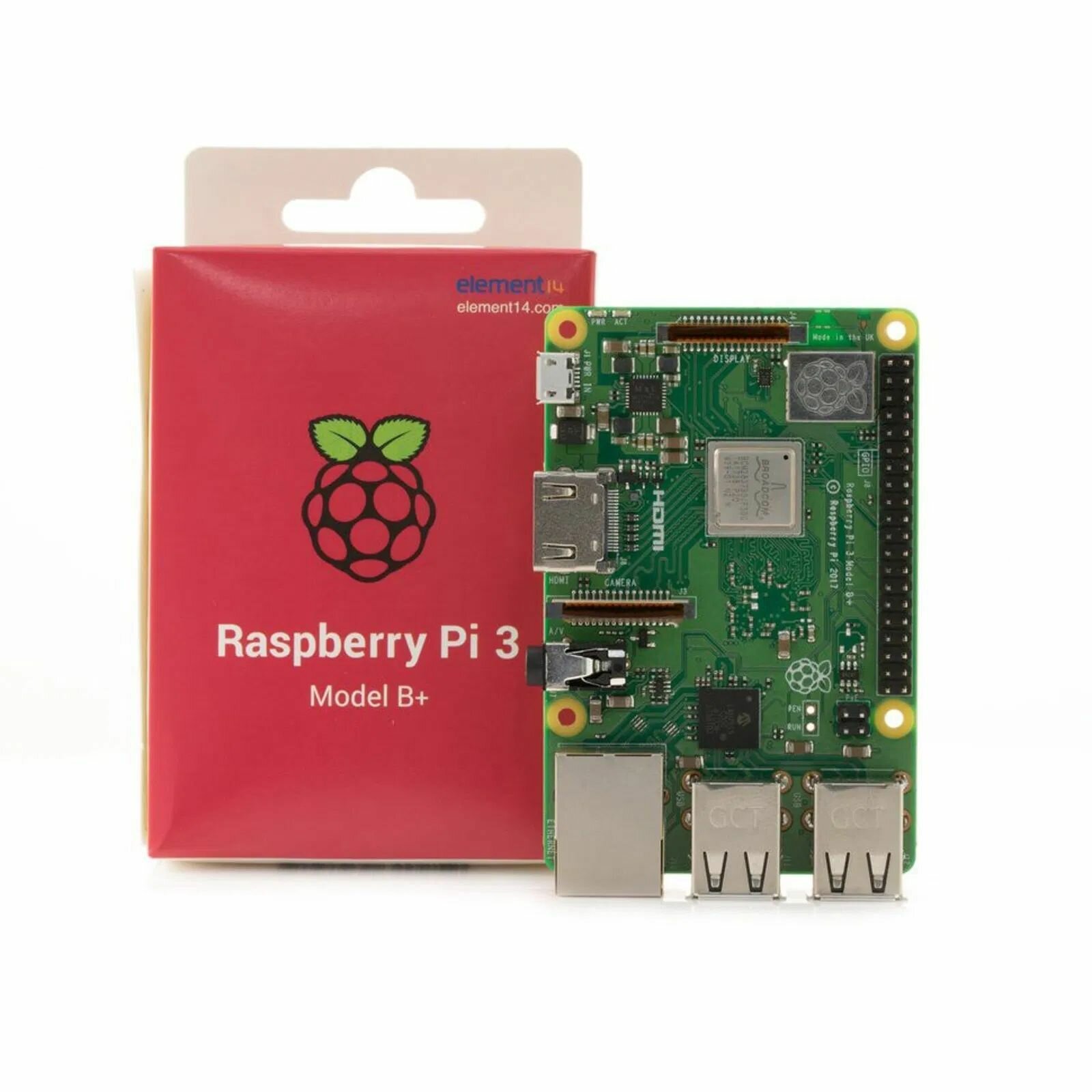 Микрокомпьютер Raspberry Pi Element14 3 Model B+, Wi-Fi/Bluetooth/Ethernet, зеленый — фото 1