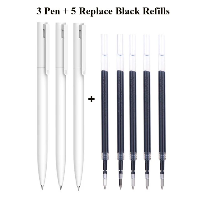 Xiaomi Pen Mi Гелевая ручка 0,5 мм Белый, 3pen 5black refills