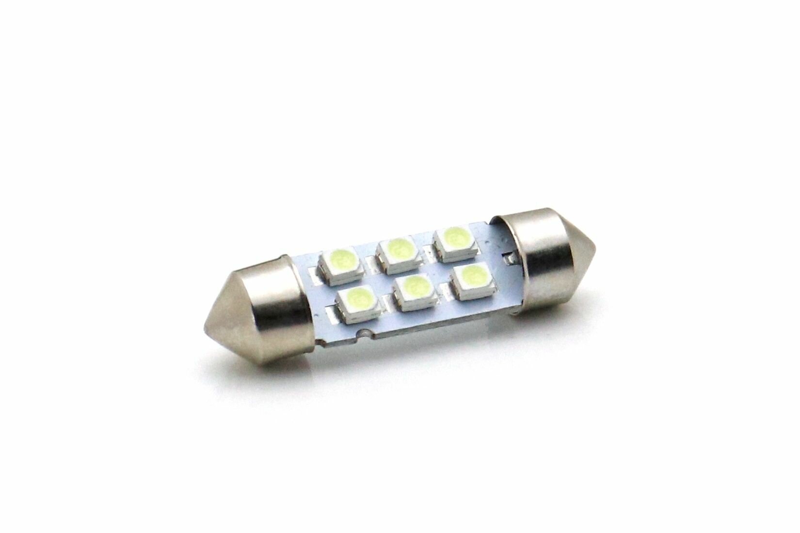 Лампа 12 В T11х36, 6 светодиодов 3528SMD, двухцокольная, подсветки, белая