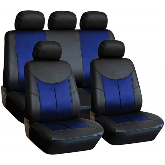 Авточехлы Kraft "STYLE", экокожа, черно-синие