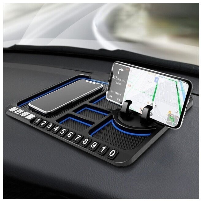 Противоскользящий коврик с подставкой, для панели автомобиля, легко моющийся, мягкий