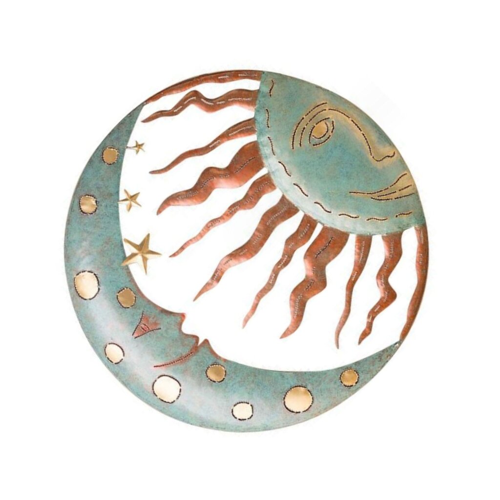 Металлическое настенное украшение Солнца и Луны для сада и террасы