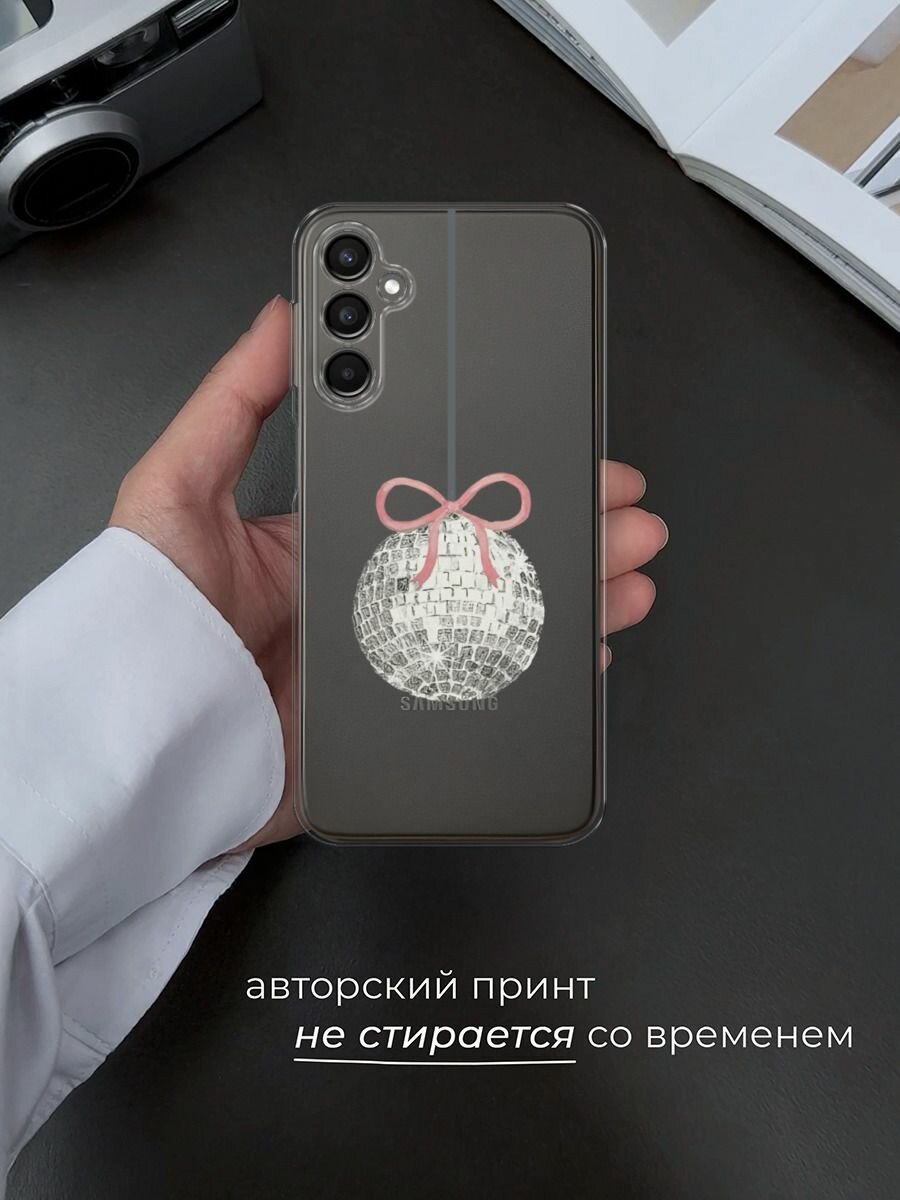 Чехол на Samsung Galaxy A24 / Самсунг Галакси A24 с принтом Новогодний диско шар, прозрачный — фото 1
