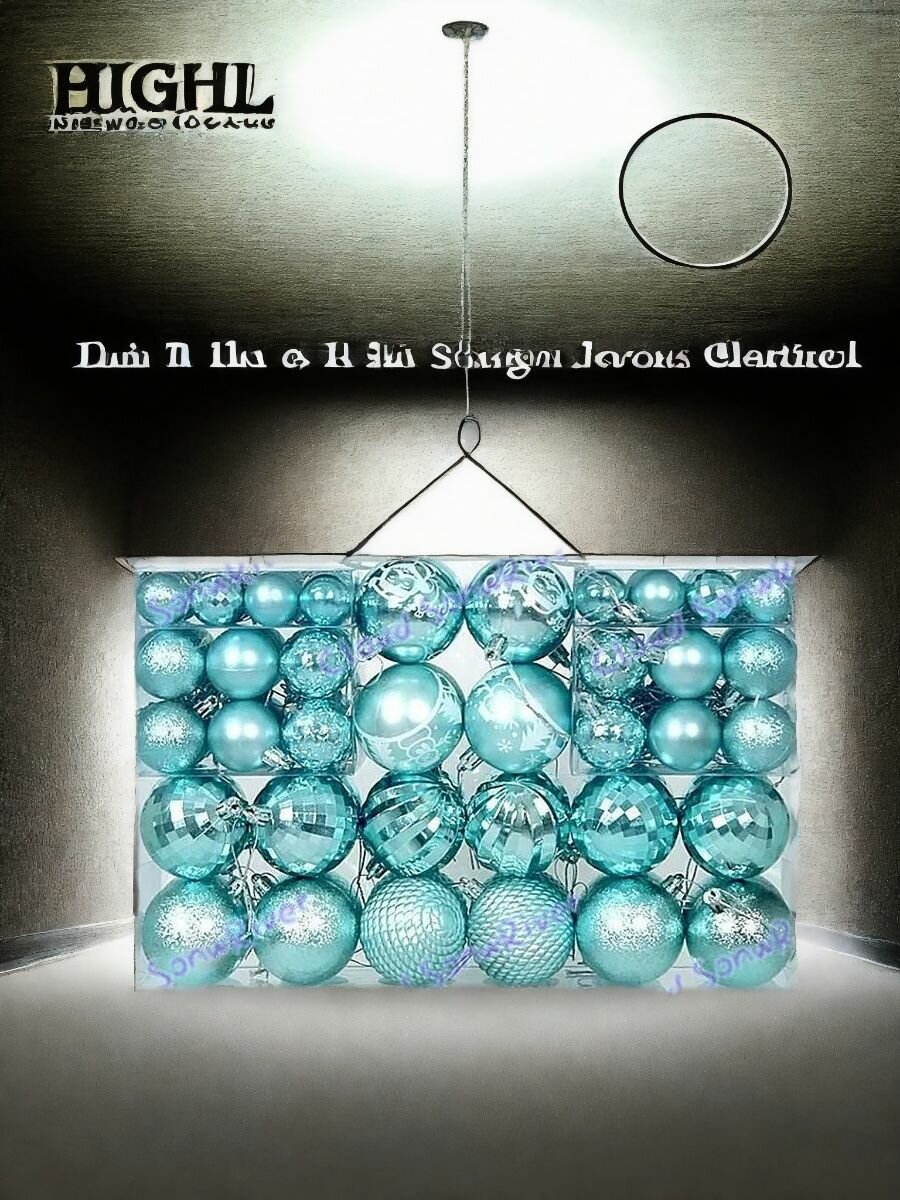 Елочные украшения 35 см Звезда, Шар бирюзовый 100 шт.