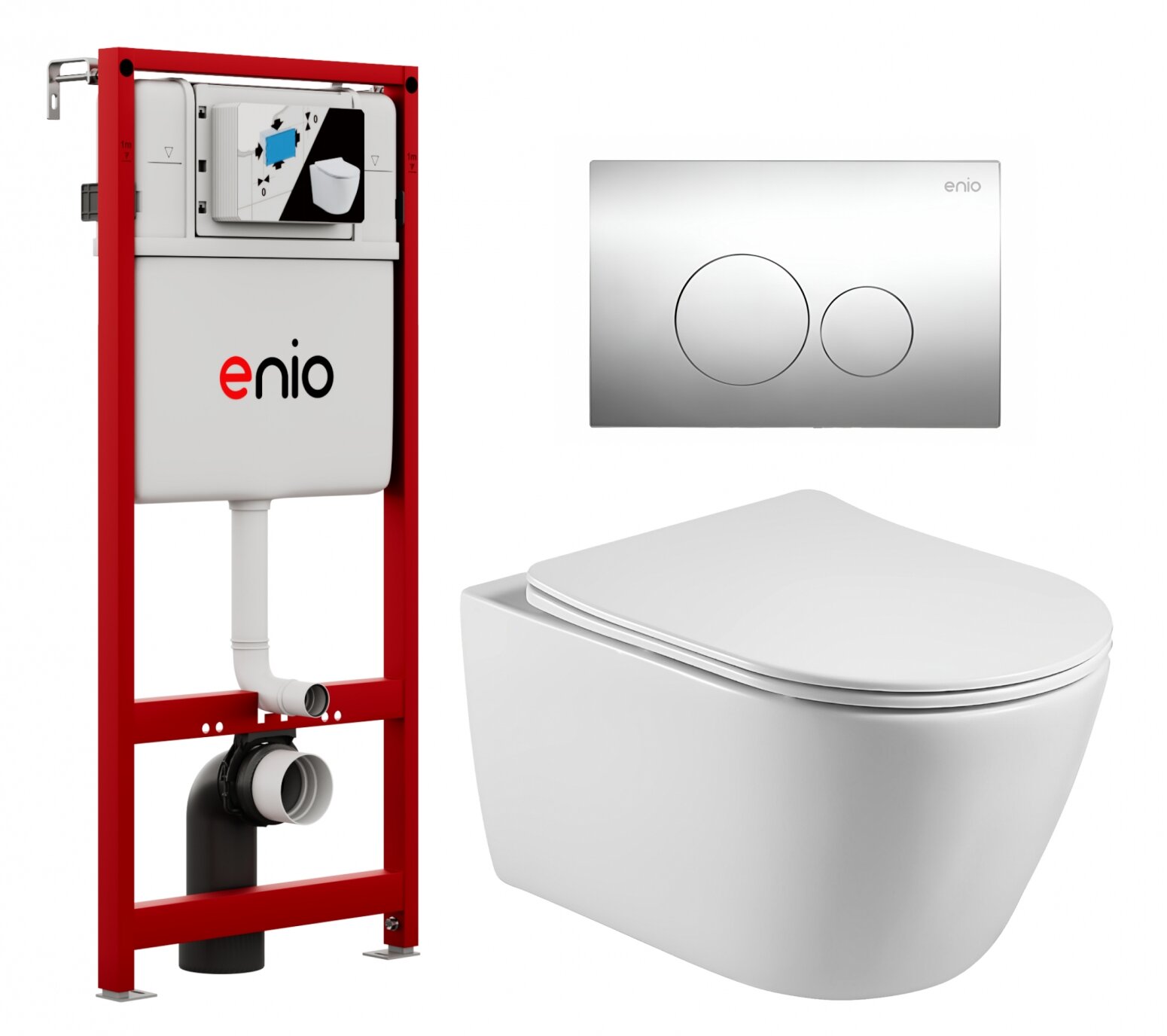 Комплект 3 в 1 инсталляция Enio Profi EN7050050 + Унитаз подвесной Акватек Вега AQ1905-00 + кнопка хром Sfera