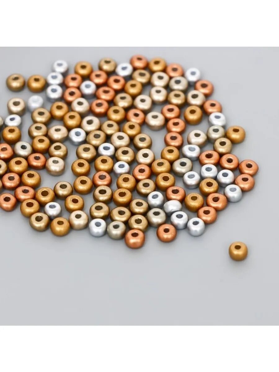 Бисер стекло 6/0 "Металлик. Меланж. Золото и серебро" 10 гр