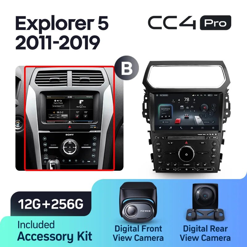 TEYES Тиайс CC4 PRO Штатная магнитола For Форд Эксплорер U502 For Ford Explorer 5 2011 - 2019 автомагнитола 2 DIN DVD GPS CarPlay Android Auto мультимедиа автомобиля головное Android магнитола Explorer5 CC4pAK256B