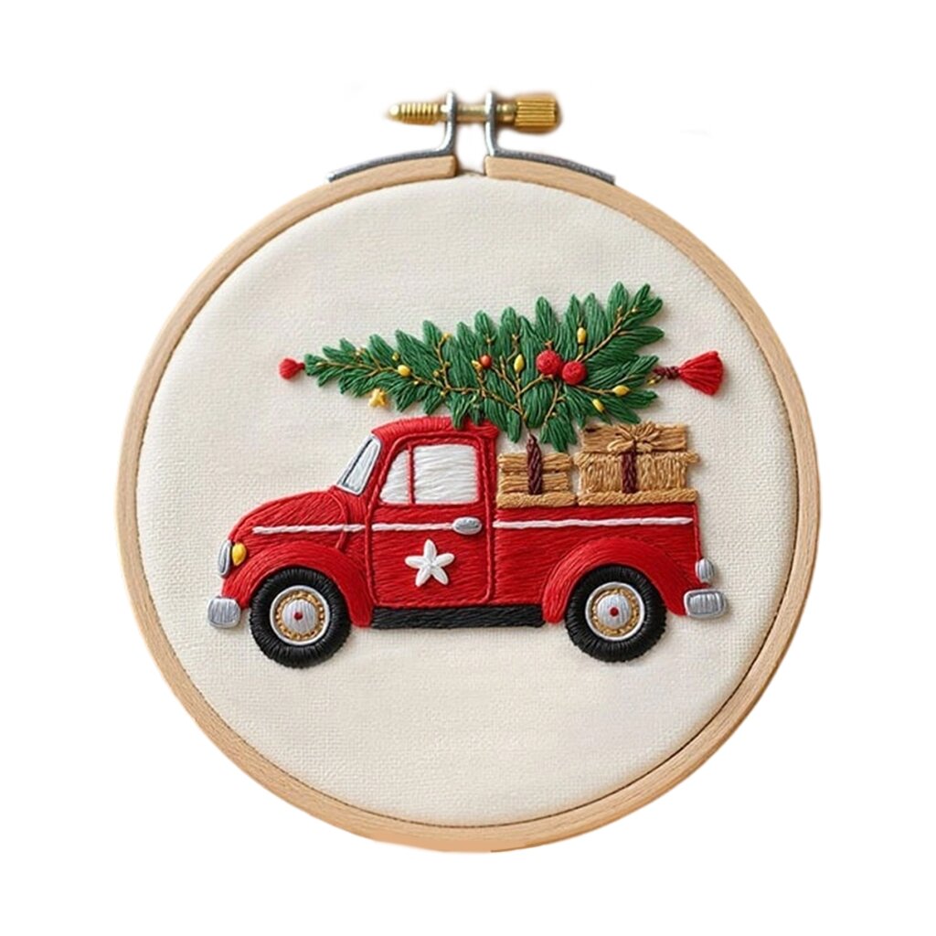 Рождественский Тематический набор для вышивания для начинающих с Инструкцией по Вышиванию Пяльцами