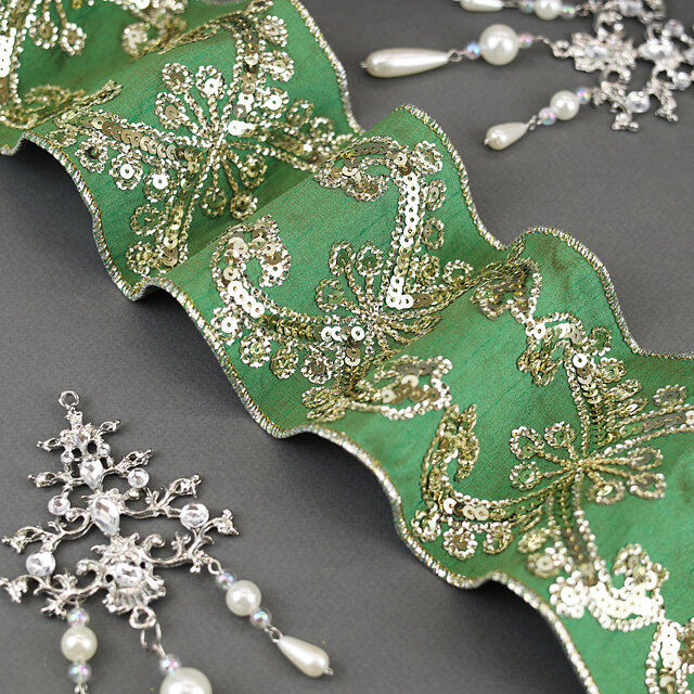 Декоративная лента Antique Green: Modello 500*10 см, Kaemingk, 442420-2