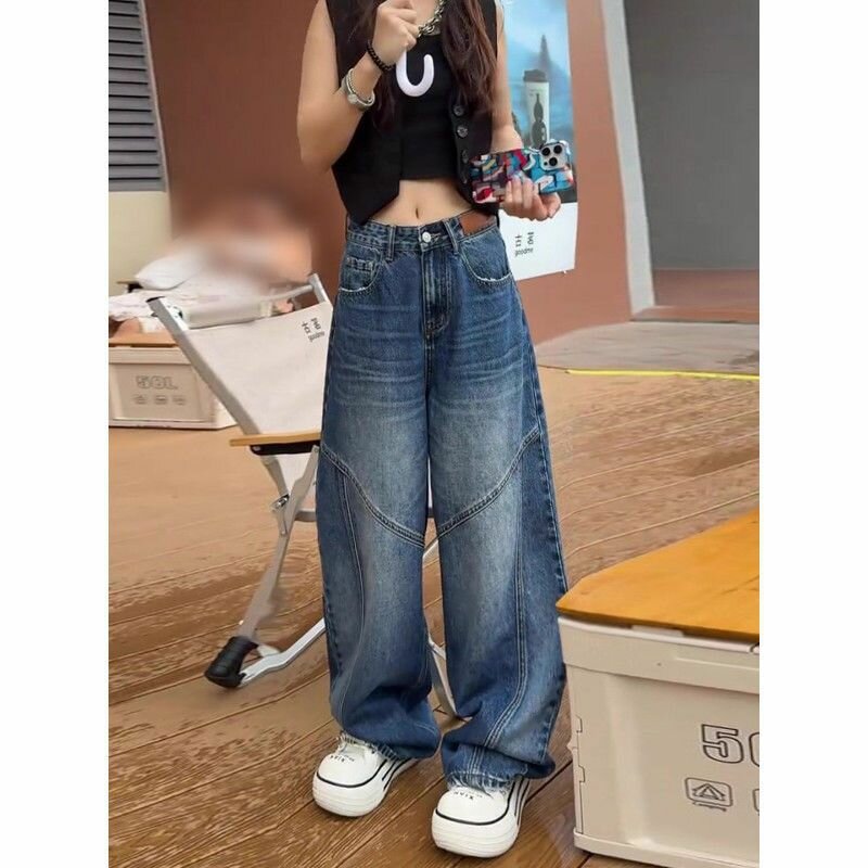 Женские джинсы LI Mall Плюс размер амерканские широкие — осенние новинки для фигуры груши прямые штаны, Размер_