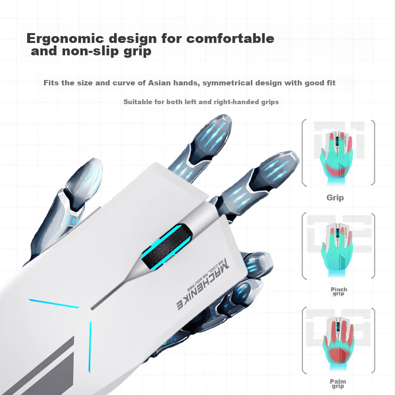 Игровая мышь MACHENIKE M721 Wireless, Wired E-Sports, Rechargeable Dual-Mode, 10000DPI, White