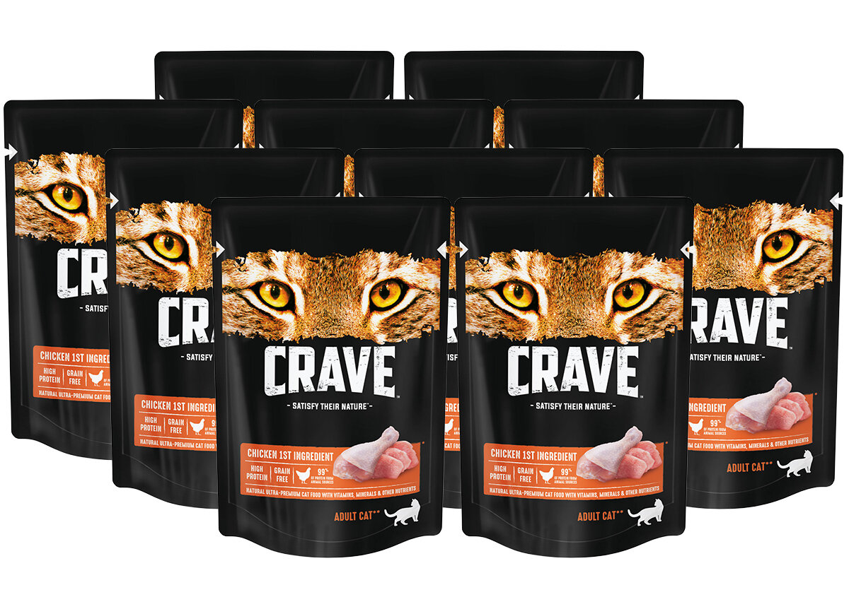 Корм влажный Crave для взрослых кошек, курица в желе, 70 г х 10 шт