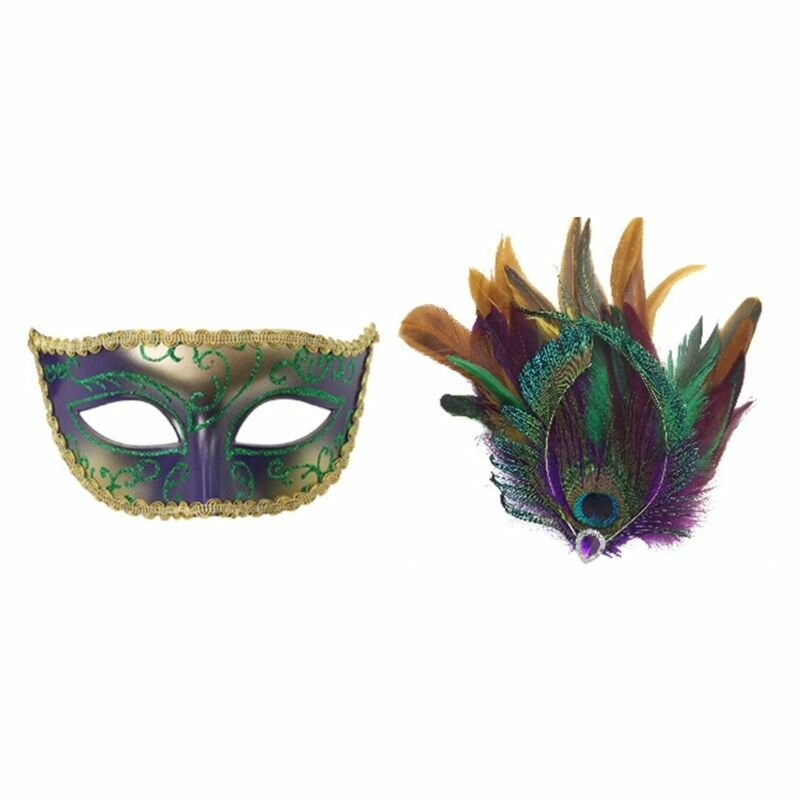 Маска на Половину Лица с Бриллиантами Из Перьев Карнавального Шара-Перо Феникса