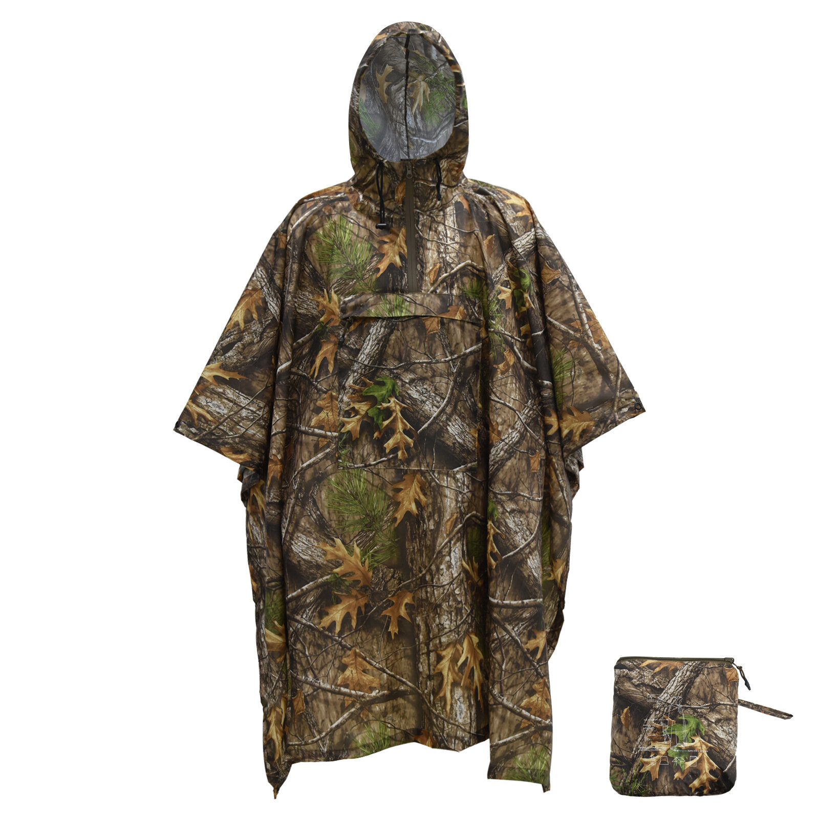 Плащ-накидка "Охотник", камуфляж, для кемпинга и альпинизма, с нагрудным карманом, супер2.0