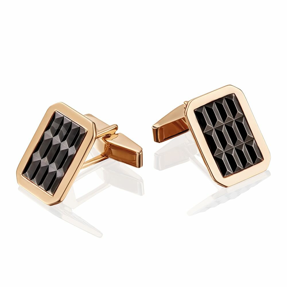 Запонки, комбинированное золото, 585 проба, родирование