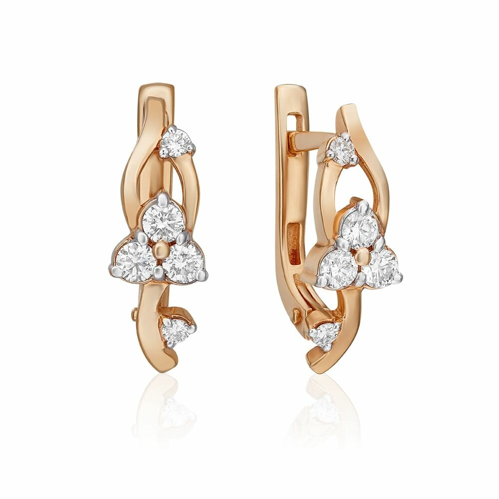 Серьги PLATINA, красное золото, 585 проба, бриллиант