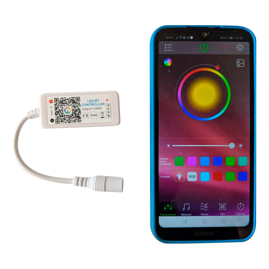 Музыкальный контроллер для светодиодной ленты Bluetooth Mini RGB+W Giant4