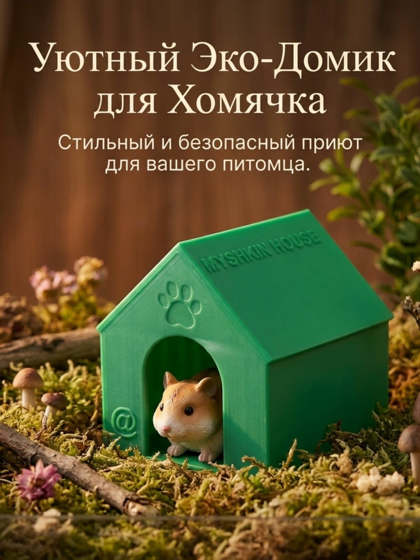 Домик для хомячка (грызунов) 97х97х110 мм зелёный house