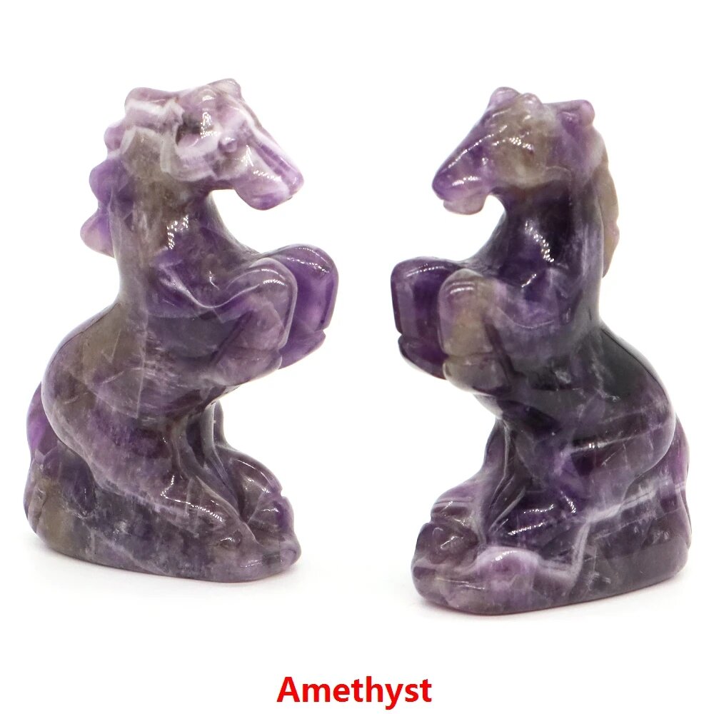 Статуя лошади 49 мм из полудрагоценных камней Фиолетовый, Amethyst