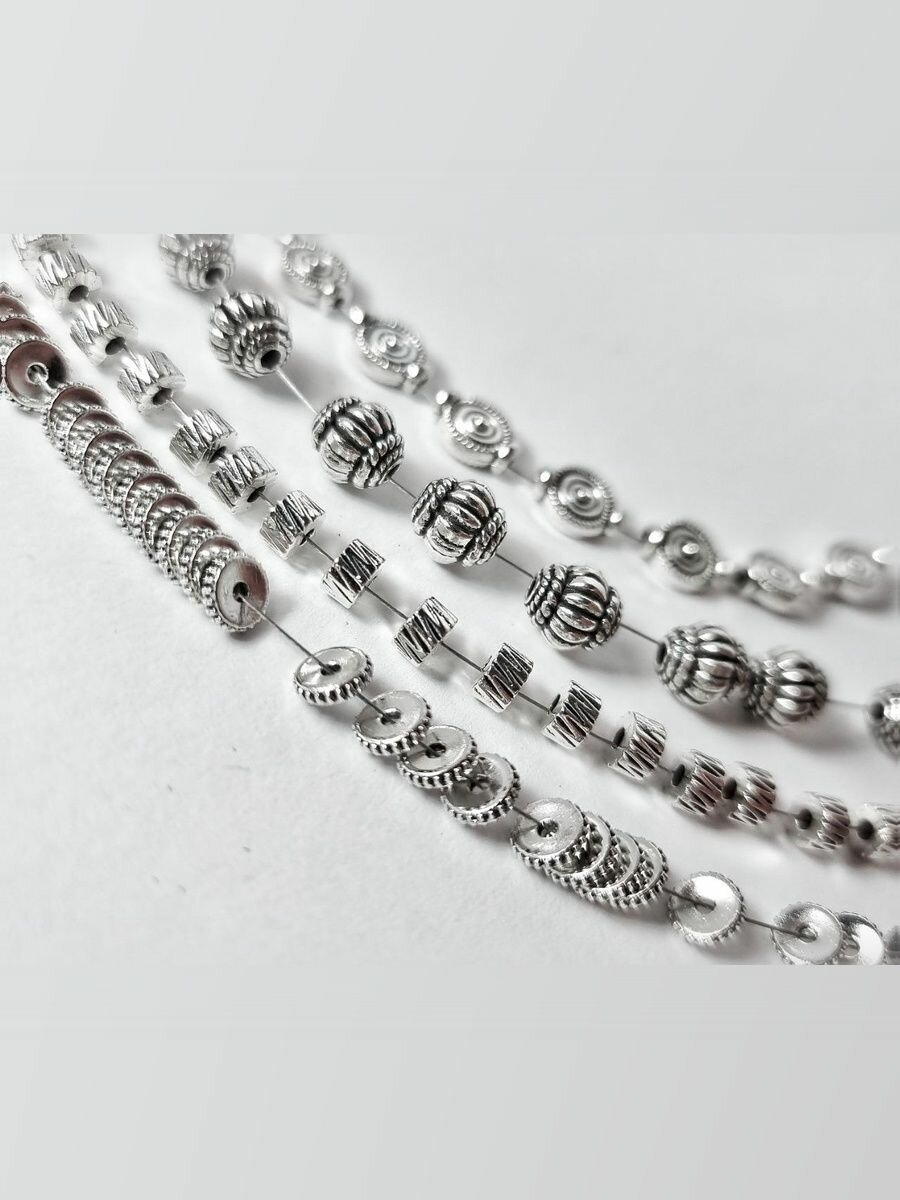 Бусины металлические 5-10мм. 80шт. Цвет стальной.