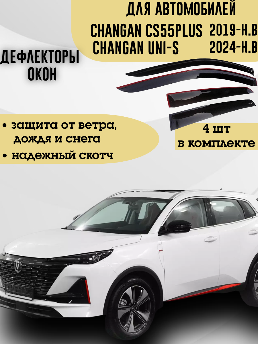 Дефлекторы окон для Changan CS55PLUS 2019-н. в./UNI-S 2024-н. в.