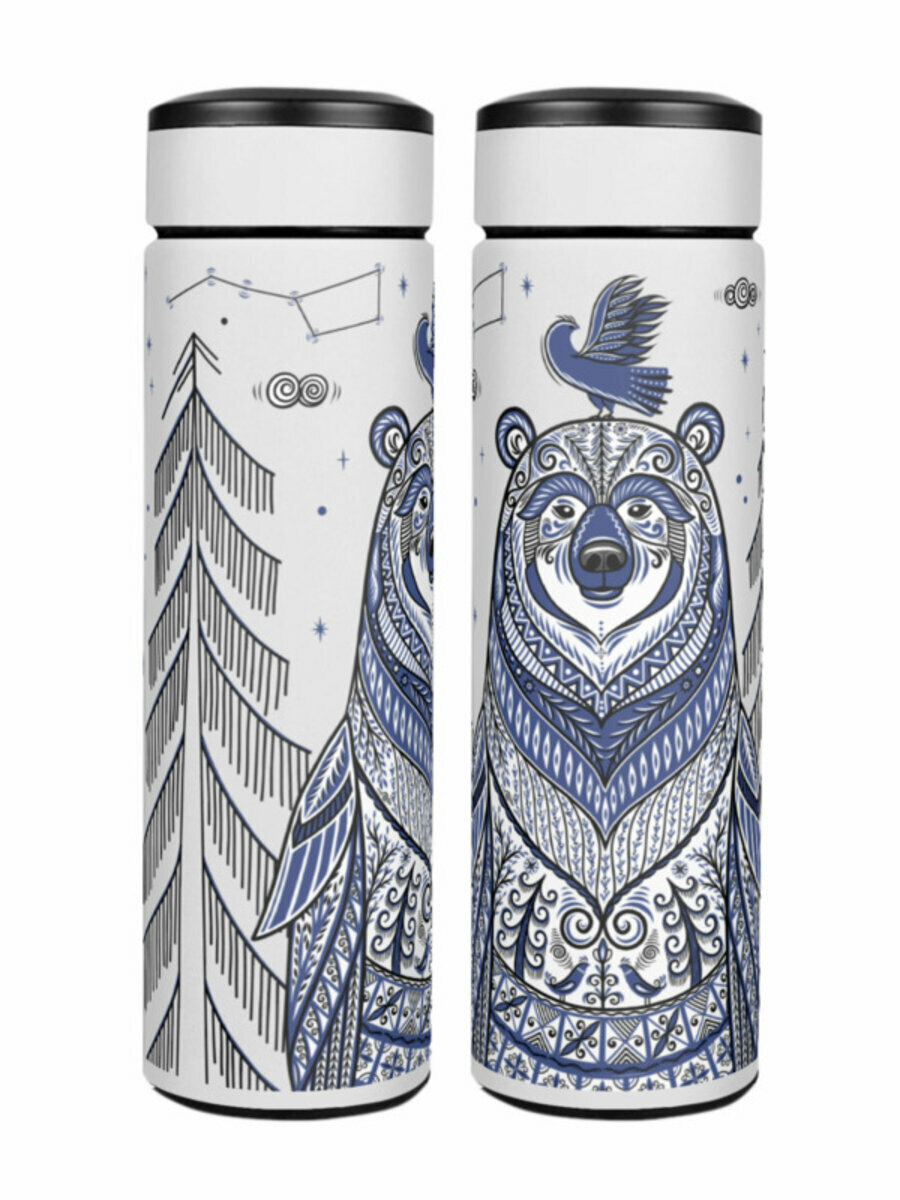 Термос «Большая Медведица. Мезенские мотивы (т)» (белый)