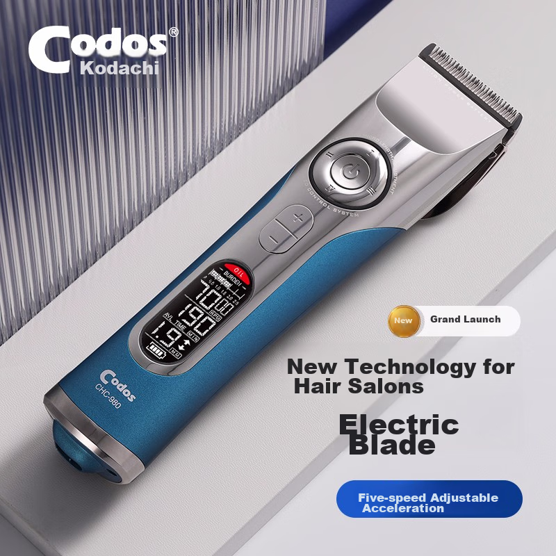 Kodesi 980 Deep Lake Blue Electric Hair Clipper, Rechargeable Electric Hair Trimmer, Professional Hair Salon Tool