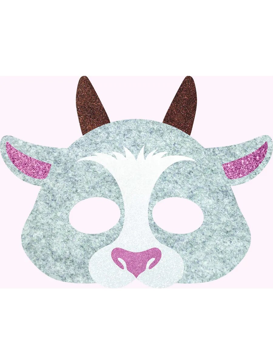 Маска "Козленок", фетровая, для Нового года, серая, детская, 17x19 см