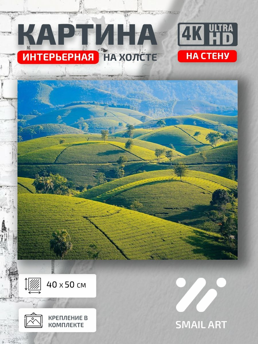 Картина на холсте интерьерная 40 на 50 на стену Холмы Landscape для гостиной пейзаж декор