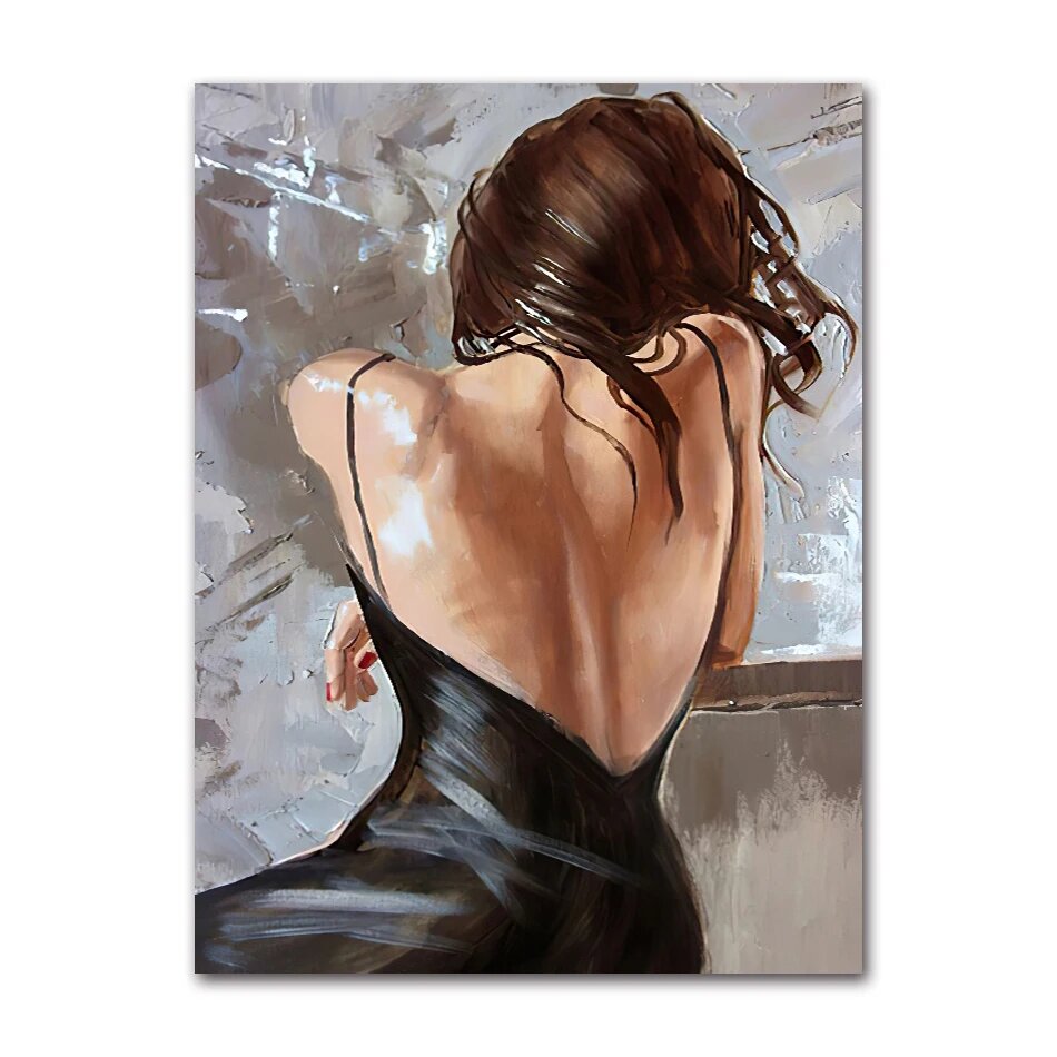 Картины плакат, промышленная настенная картина в стиле лофт для украшения гостиной, тонкая девушка, вид сзади, портрет, настенная художественная печать на холсте