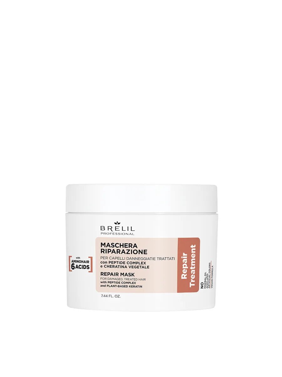 Маска для волос Brelil Professional Amino Treatment Repair Mask, Восстанавливающая маска для поврежденных волос, 220 мл