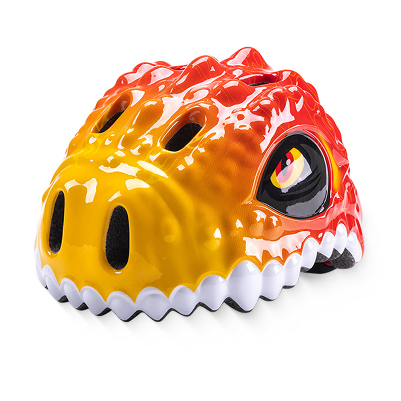 Детский детский велосипедный шлем регулируемый динозавр шлем вентилируемый роликовый шлем для мальчиков и девочек, материал: ПК, ПЭП, цвет: Красный&Желтый/ Желтый&Красный/ Зеленый/ Синий/ Розовый (по выбору), окружность головы: 51-54см/ 20.1-21.3дюйма,