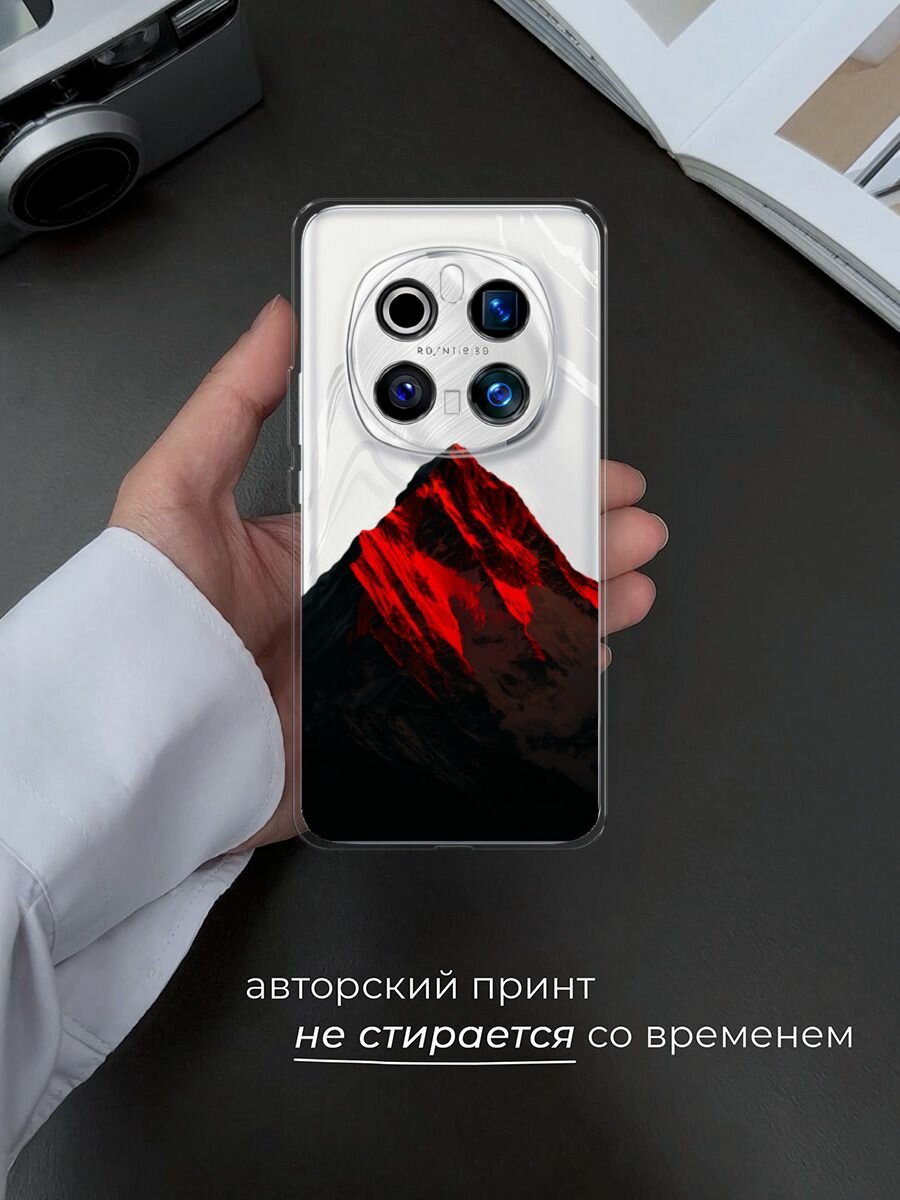 Чехол на Honor Magic 7 Pro / Хонор Мэджик 7 Про с принтом Красная гора 2, прозрачный — фото 1