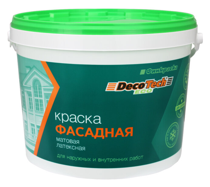 Краска DecoTech ECO фасадная на водной основе матовая 14кг