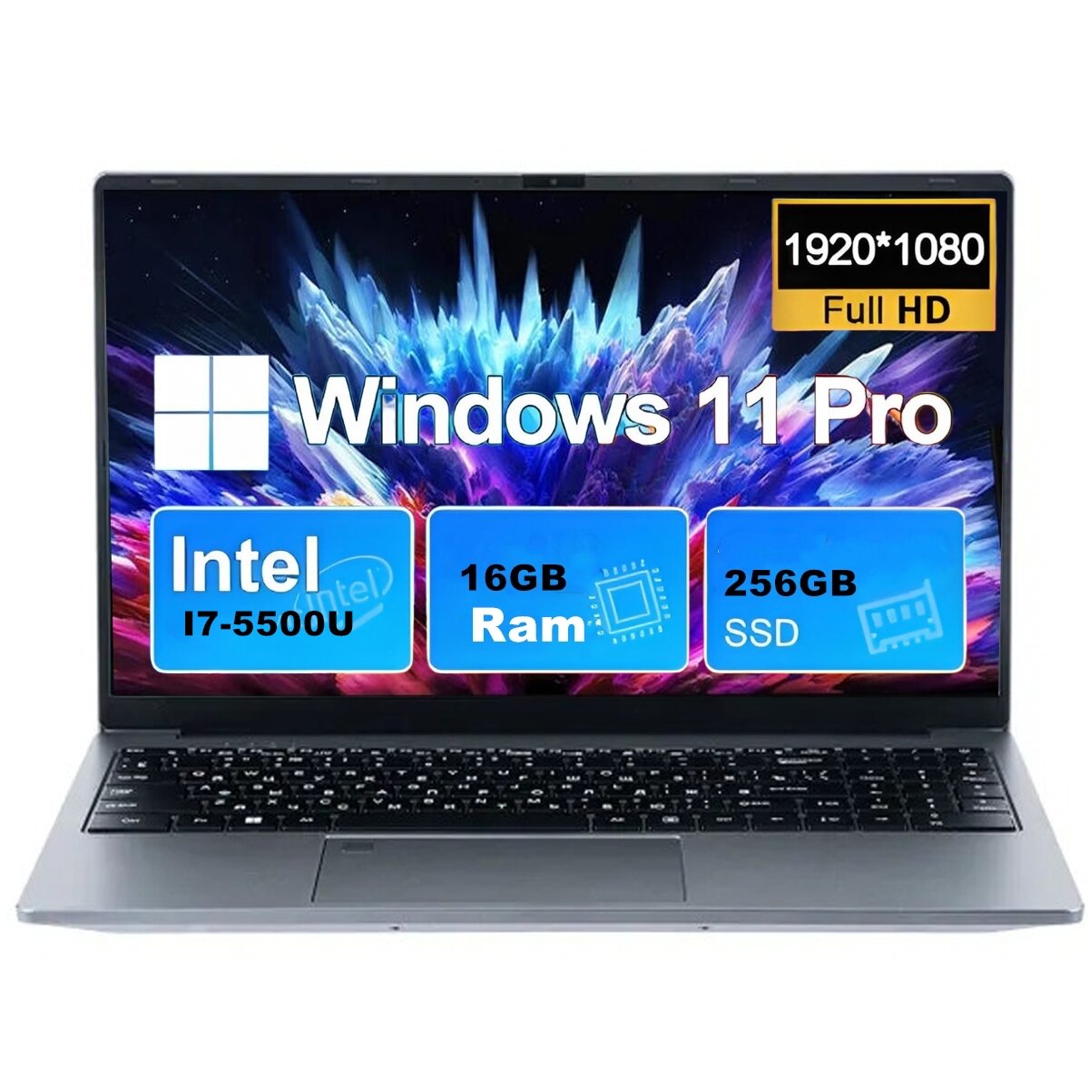 Ноутбук QMDZ 15.6 Intel Core i7 5500U 16 ГБ SSD 256 ГБ Intel HD Graphics 6000 Windows 11 Pro русская клавиатура