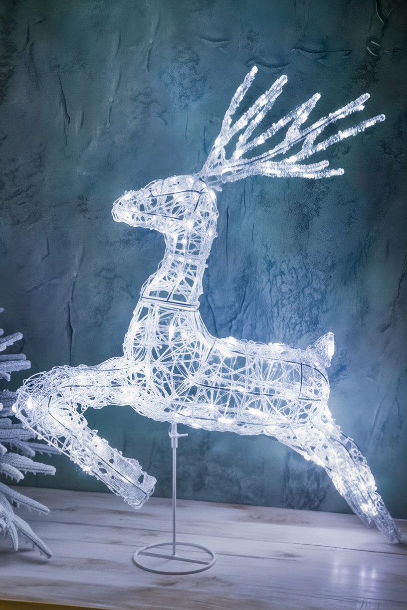 Светящаяся фигура олень айбл, акриловые нити, 120 холодных белых LED-огней, 80 см, уличный, Winter Deco 4080213