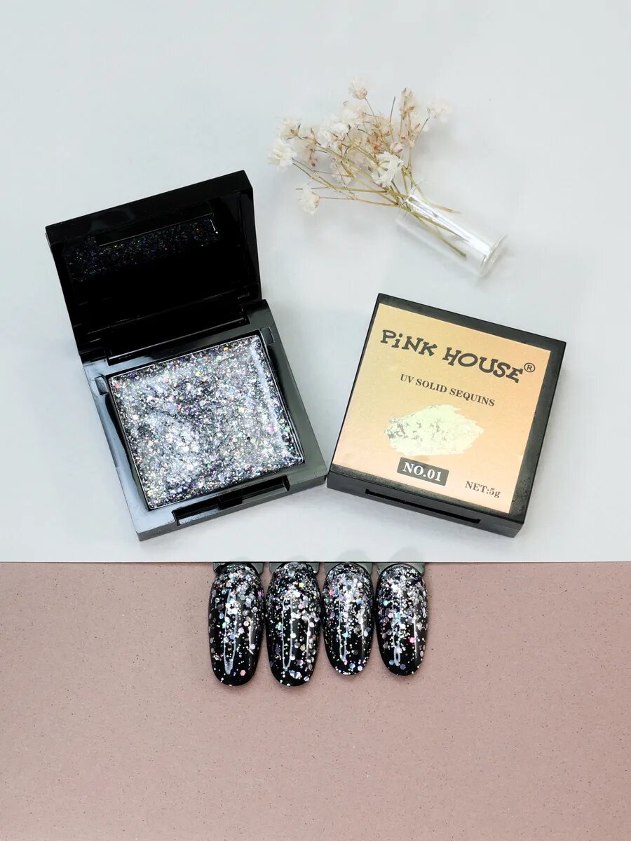 Гель-блестки палетка для ногтей