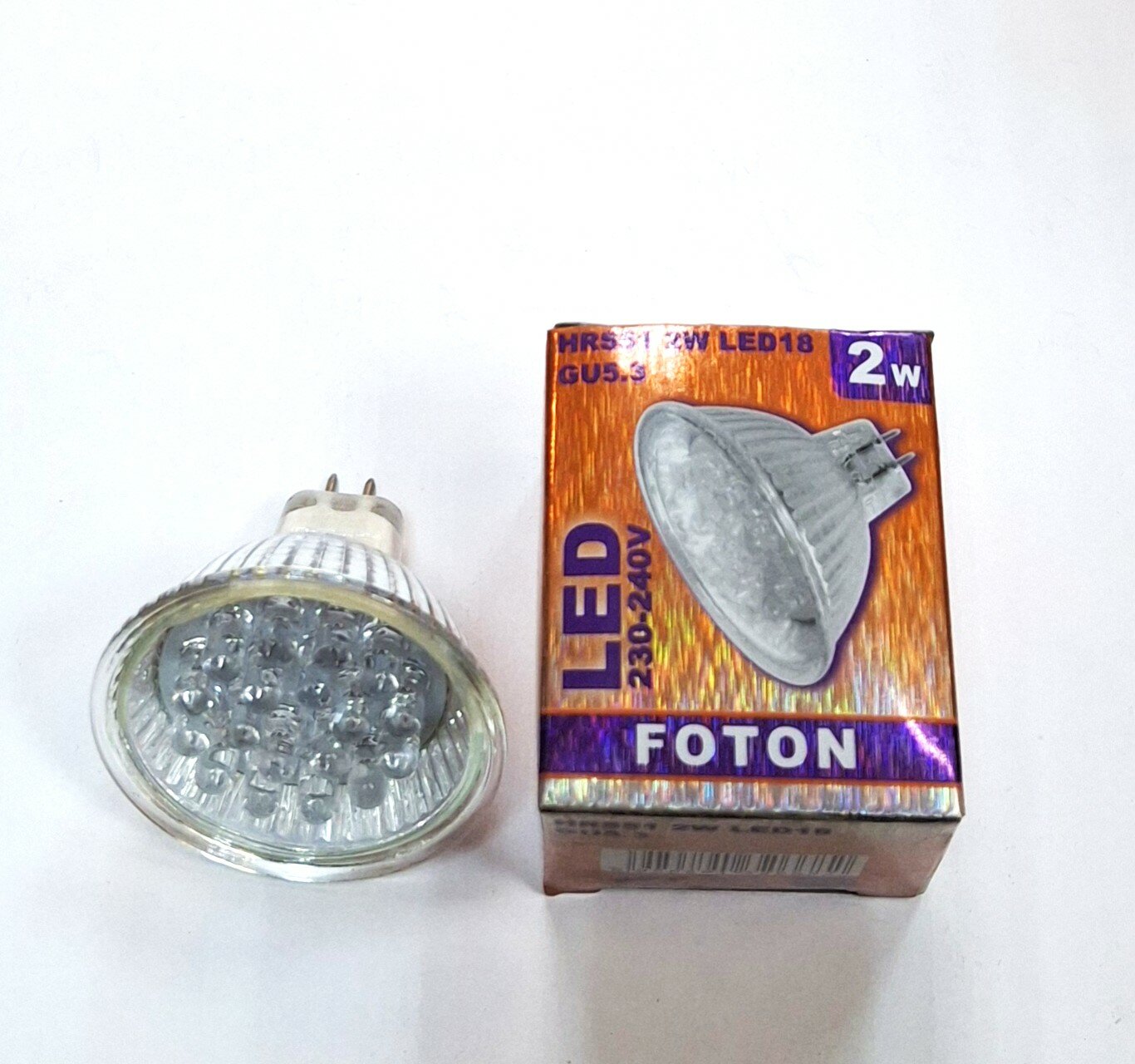 Лампа светодиодная цветная Foton JCDR G5.3 220v 2w 18 LED зеленая (2 шт.)