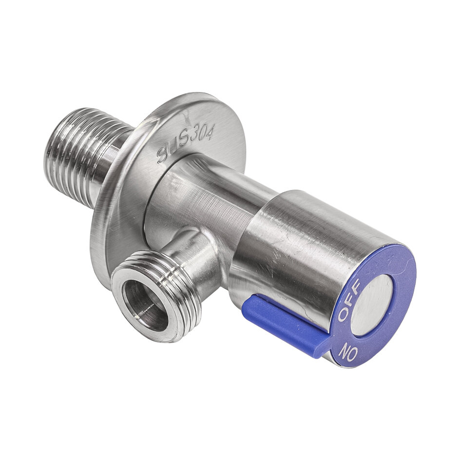 Кран угловой RM сталь, 1/2"х3/4", наружная/наружная, керамическая кран-букса