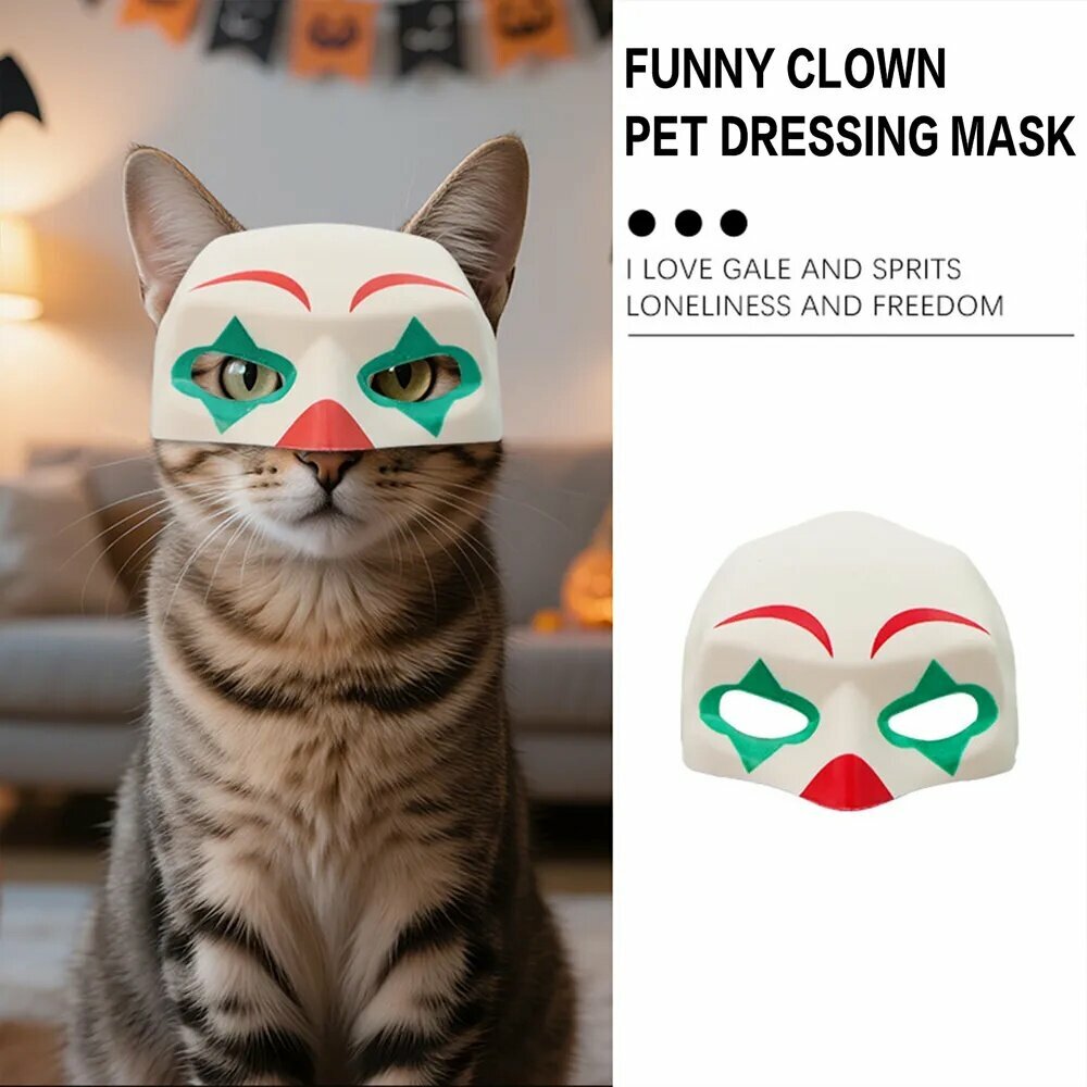 Маска клоуна для питомца, костюм для кошек на Хэллоуин, аксессуары для вечеринок