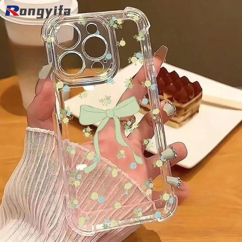 Для Realme GT Neo 7X 7 6 5 SE 3T 3 2 2T GT7 GT6 GT5 GT3 GT2 Pro Master Q5X Q5 Pro Чехол для телефона с милым бантом и котом, прозрачный мягкий чехол