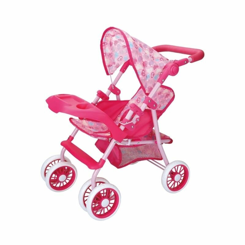 Игровая коляска для кукол с прочным железным каркасом, принт в виде сердца