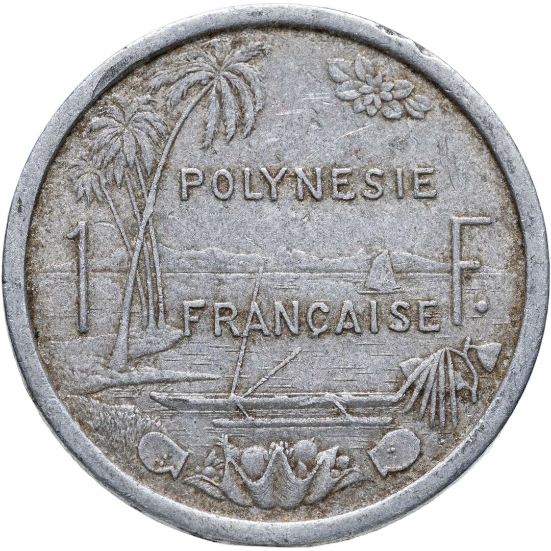Французская Полинезия 1 франк 1975, Алюминий, в сохранности XF