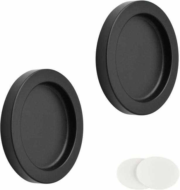 2Pcs черные 6mm толстые односторонние (с двусторонним клеем) верхние без перфорации круглые стеклянные ручки для раздвижных дверей, ручки для душевых кабин с зажимом, невидимые ручки для шкафных дверей