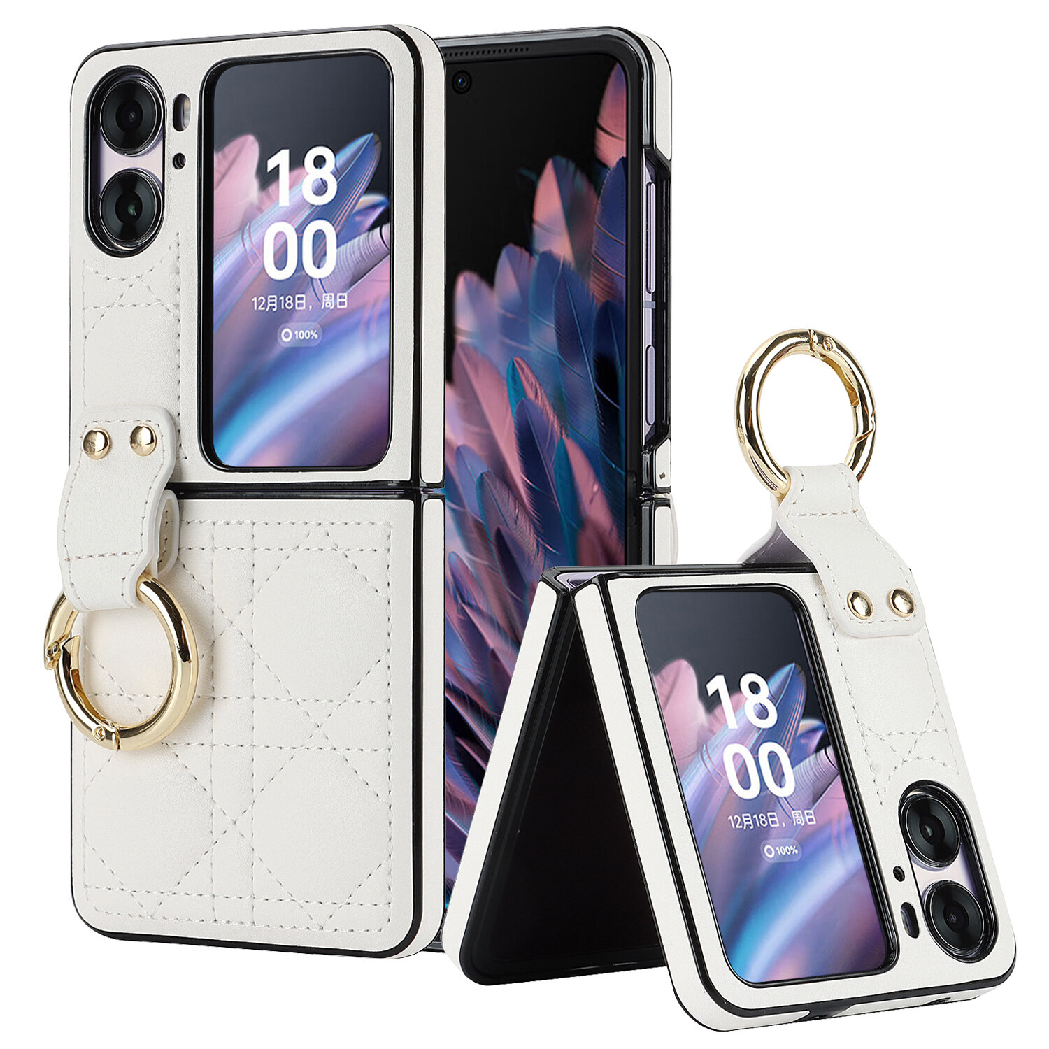 Чехол для OPPO Find N2 Flip/Оппо Файнд Н2 Флип, soft touch, чехол-кардиомонитор, искусственная кожа, поликарбонат (PC), защита камеры, ударопрочный, усиленные углы, soft touch, OPPO, OPPO Find N2 Flip,